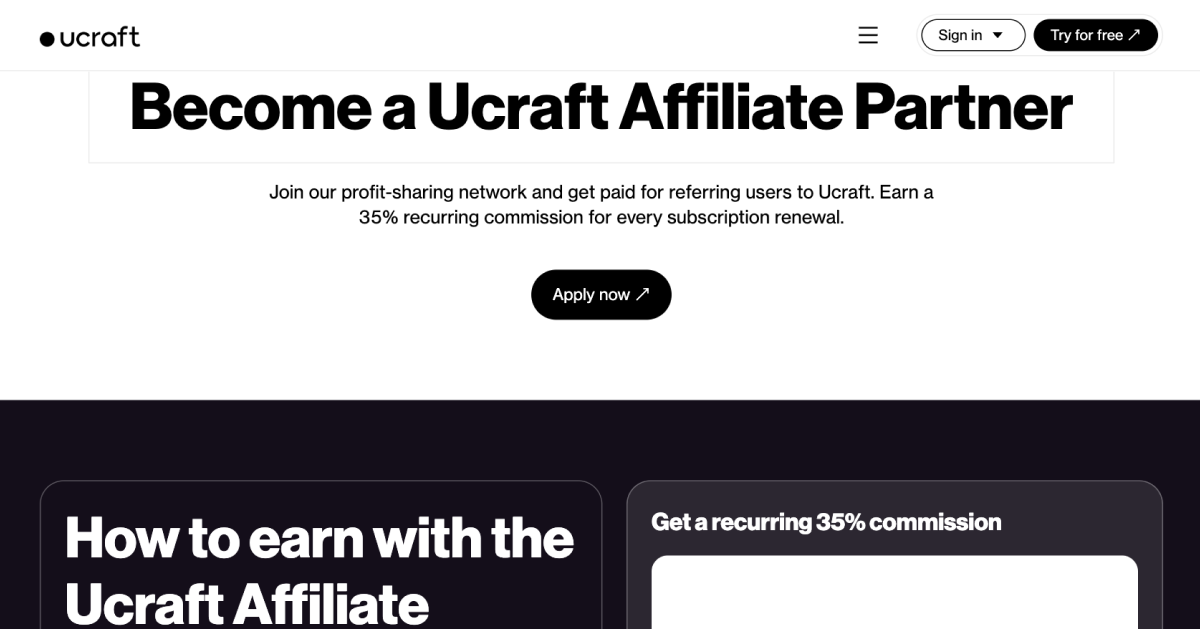 Ucraft Affiliate Program | Ucraft Next