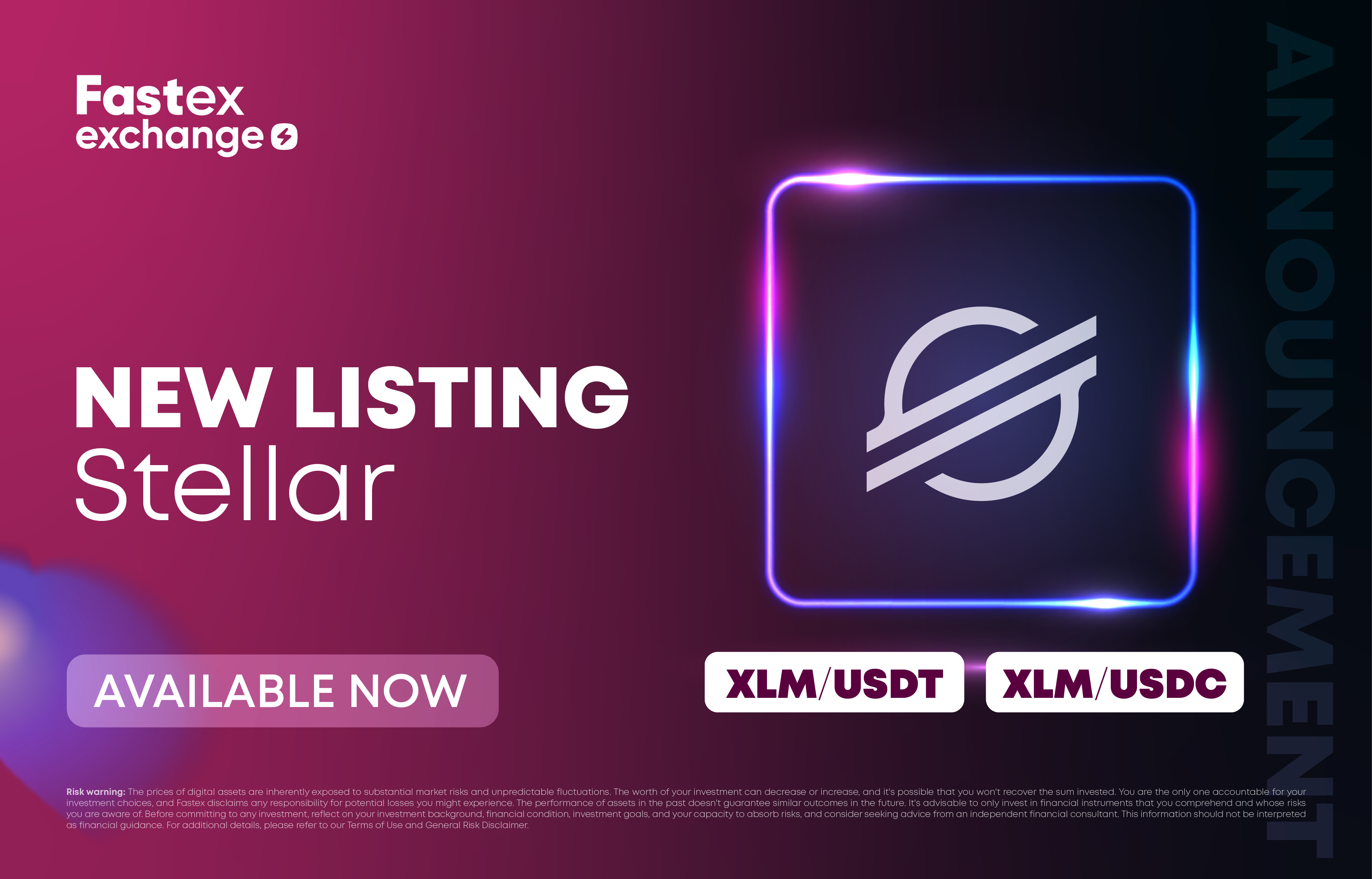 New Network Integration on Fastex Exchange: Stellar (XLM) | Fastex